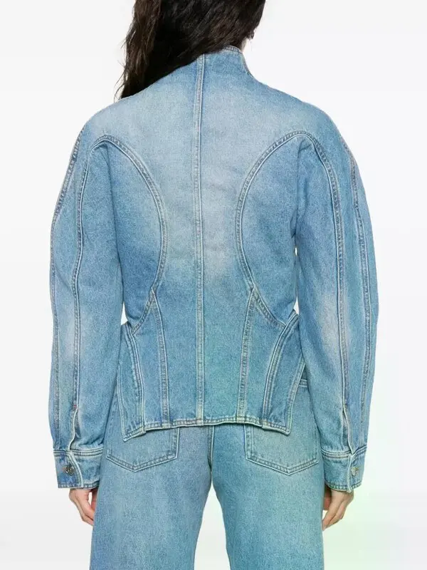 MUGLER Cinched Denim Jacket - Blue