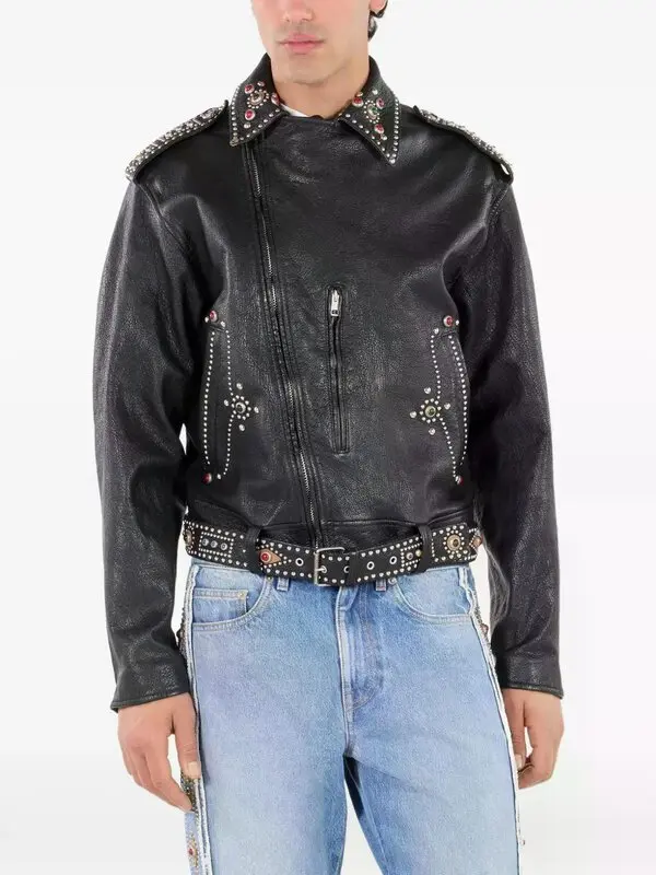 Roberto Cavalli Stud-embellished Leather Biker Jacket