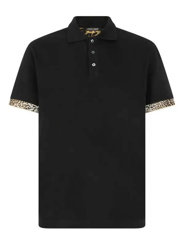 Roberto Cavalli Jaguar-print Cuff Polo Shirt