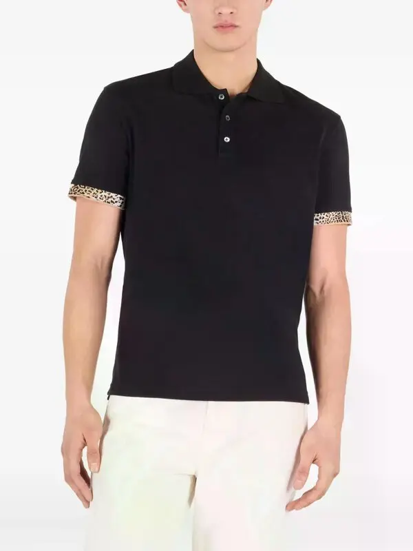 Roberto Cavalli Jaguar-print Cuff Polo Shirt