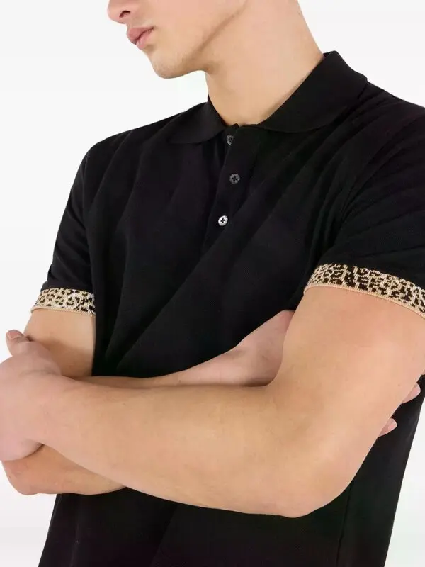 Roberto Cavalli Jaguar-print Cuff Polo Shirt