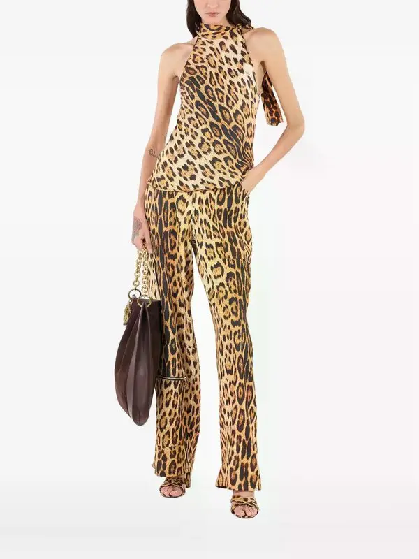 Roberto Cavalli Leopard-print Halter-neck Top