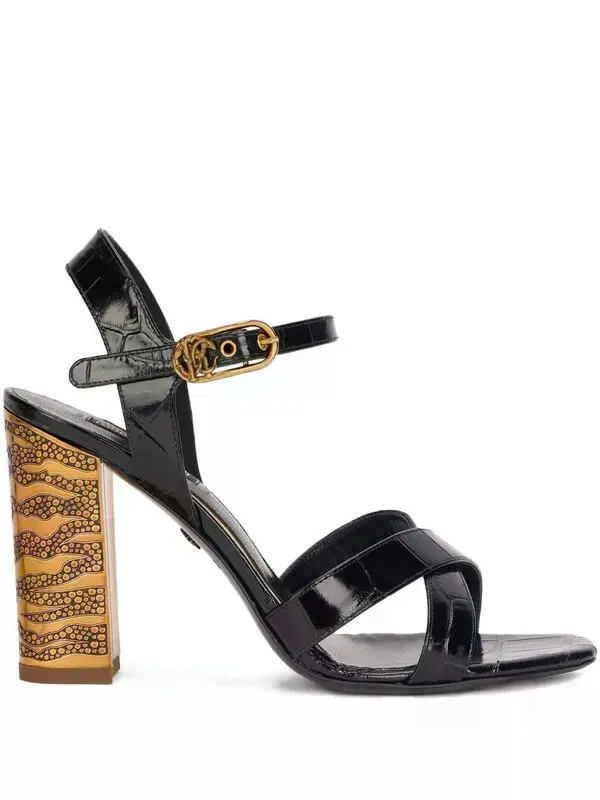 Roberto Cavalli Crocodile-effect Cross-strap Sandals