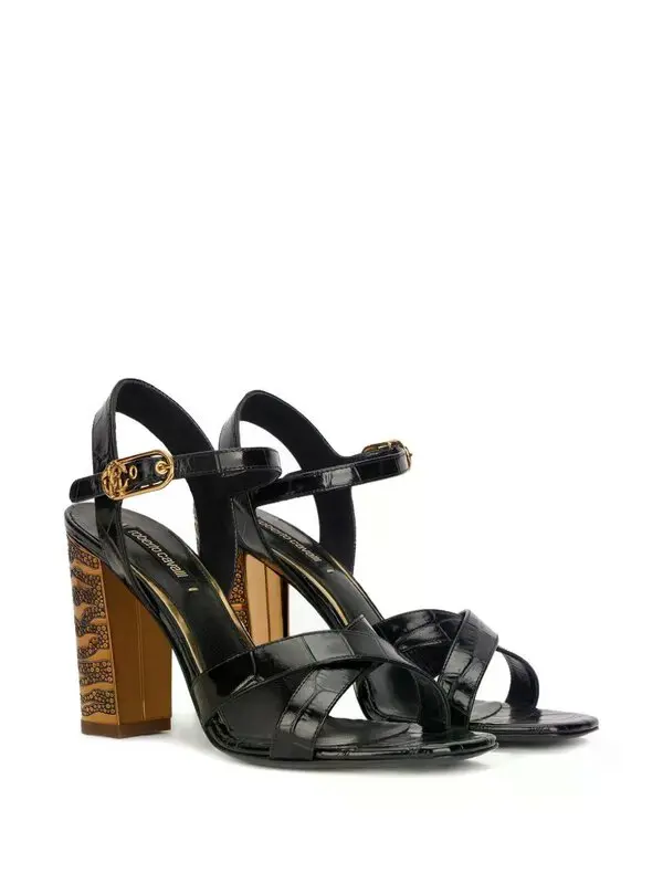 Roberto Cavalli Crocodile-effect Cross-strap Sandals