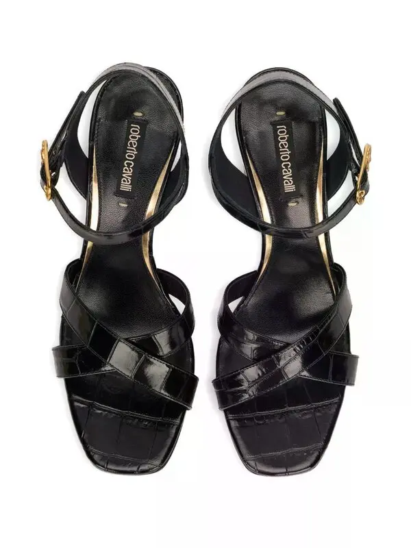 Roberto Cavalli Crocodile-effect Cross-strap Sandals