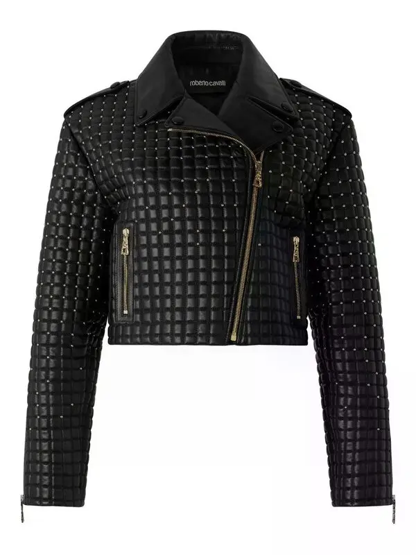 Roberto Cavalli Quilted Studded Leather Jacket