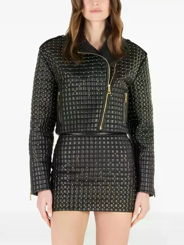 Roberto Cavalli Quilted Studded Leather Jacket