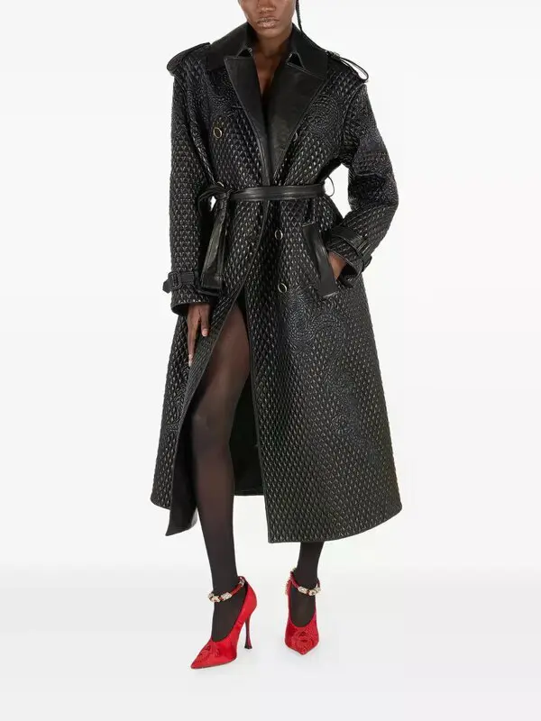 Roberto Cavalli Dragon-embroidered Quilted Coat