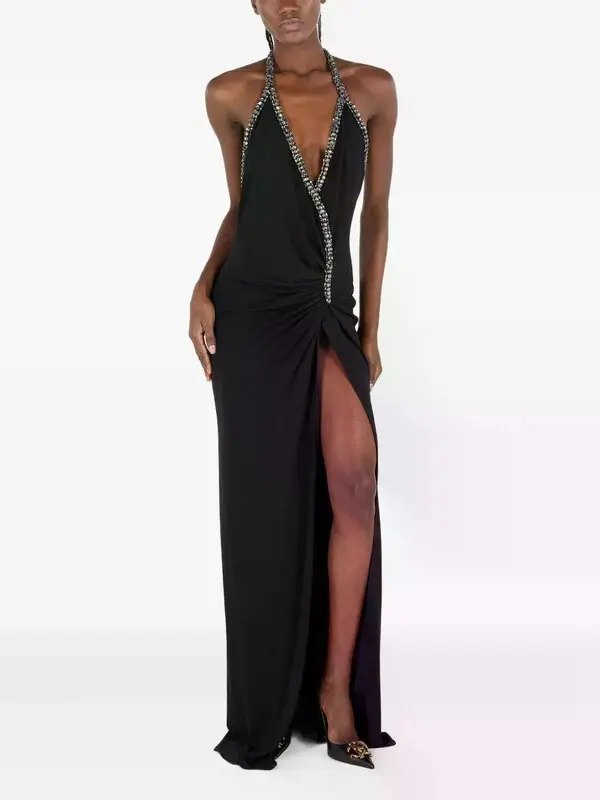 Roberto Cavalli Rhinestone-embellished Halterneck Dress