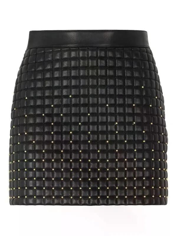 Roberto Cavalli Quilted Studded Leather Mini Skirt