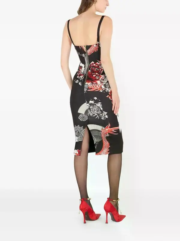 Roberto Cavalli Dragon Print Midi Dress