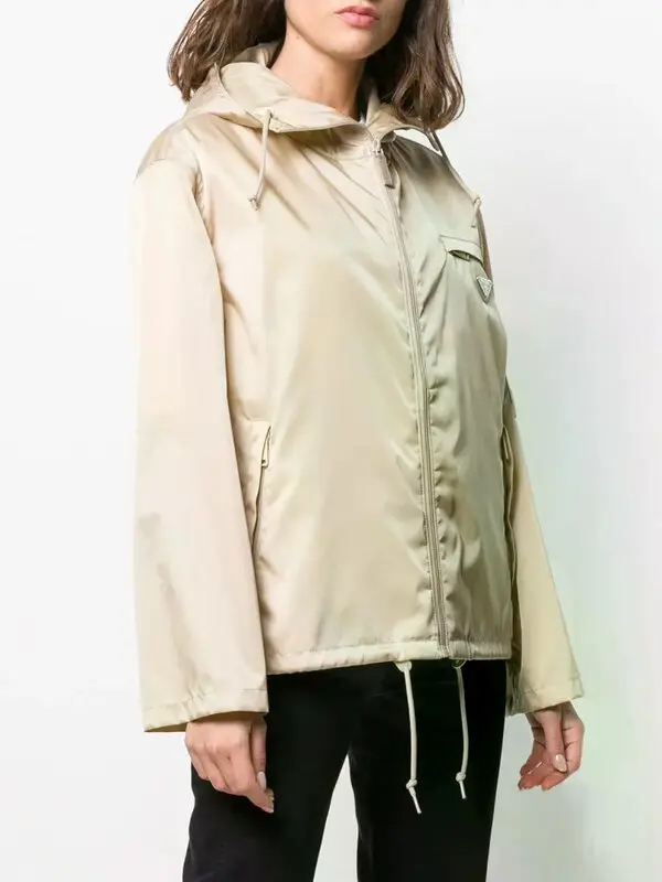 Prada Logo Plaque Hooded Jacket