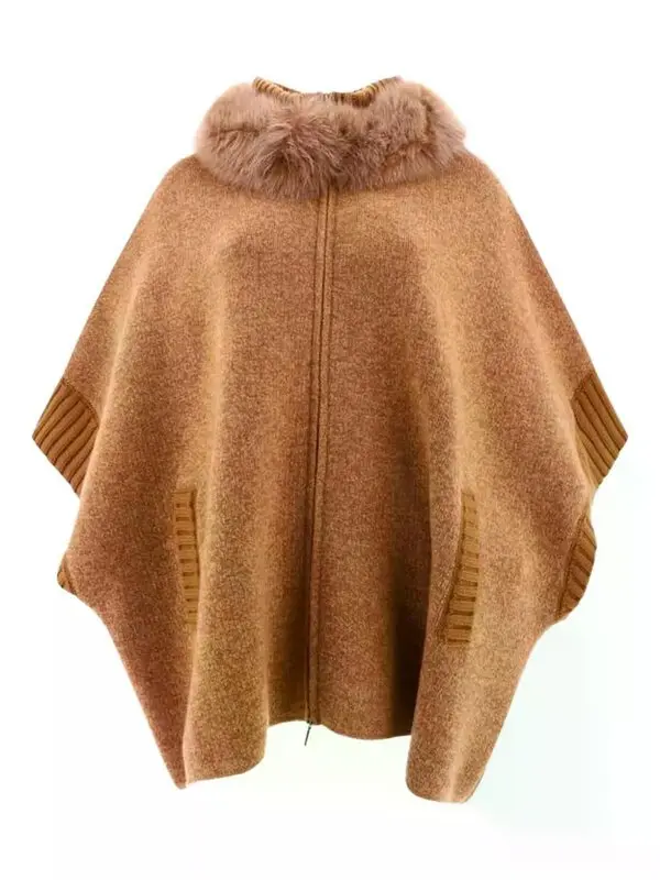 GIOVI Fur-trimmed Wool Cape - Brown