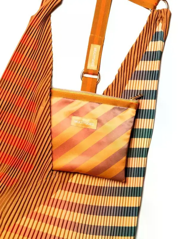 MULTITUDES BAGS Pleated Striped Tote - Neutrals