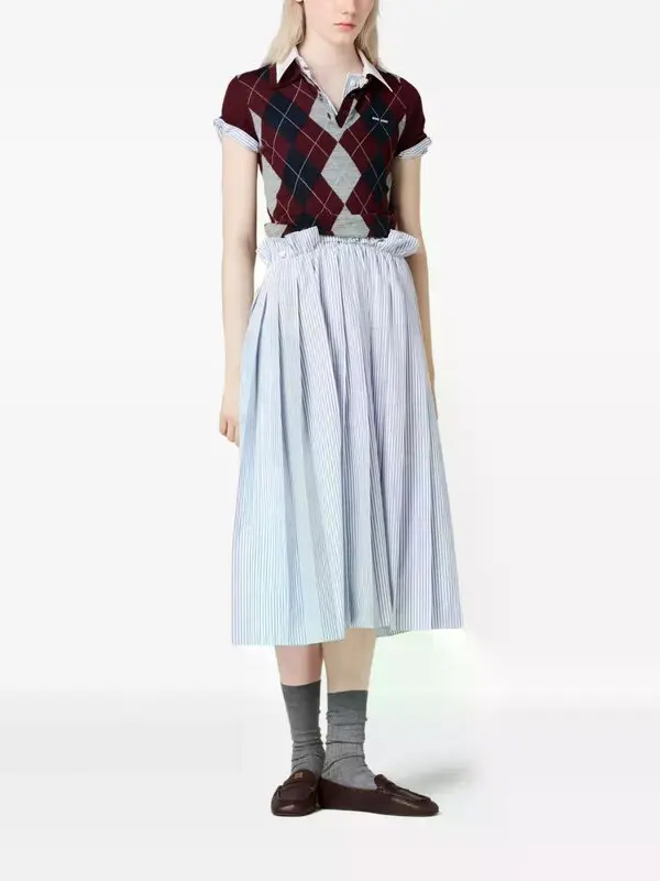 Miu Miu Argyle Intarsia-knit Polo Shirt - Red