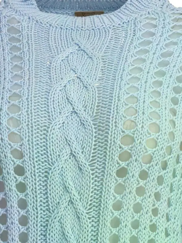 RAKKI Cable-knit Eyelet Sweater - Blue