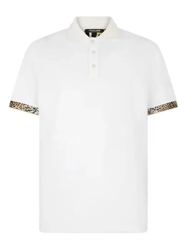 Roberto Cavalli Leopard-print Cuff Polo Shirt