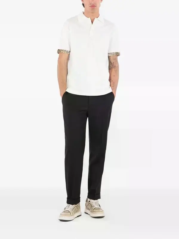 Roberto Cavalli Leopard-print Cuff Polo Shirt