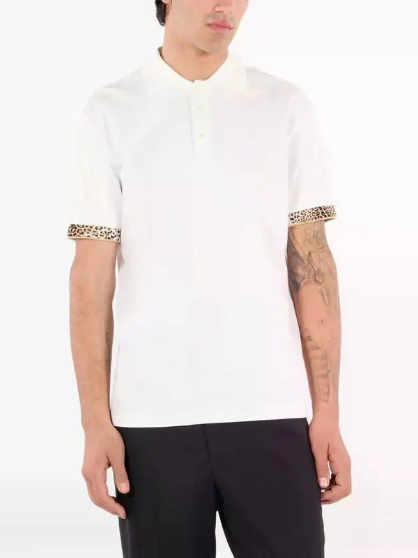 Roberto Cavalli Leopard-print Cuff Polo Shirt