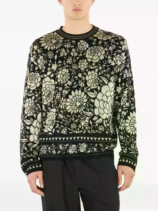 Roberto Cavalli Floral-pattern Wool Sweater