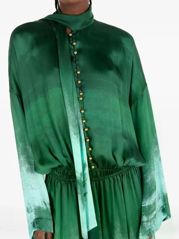Roberto Cavalli Silk Button-up Dress