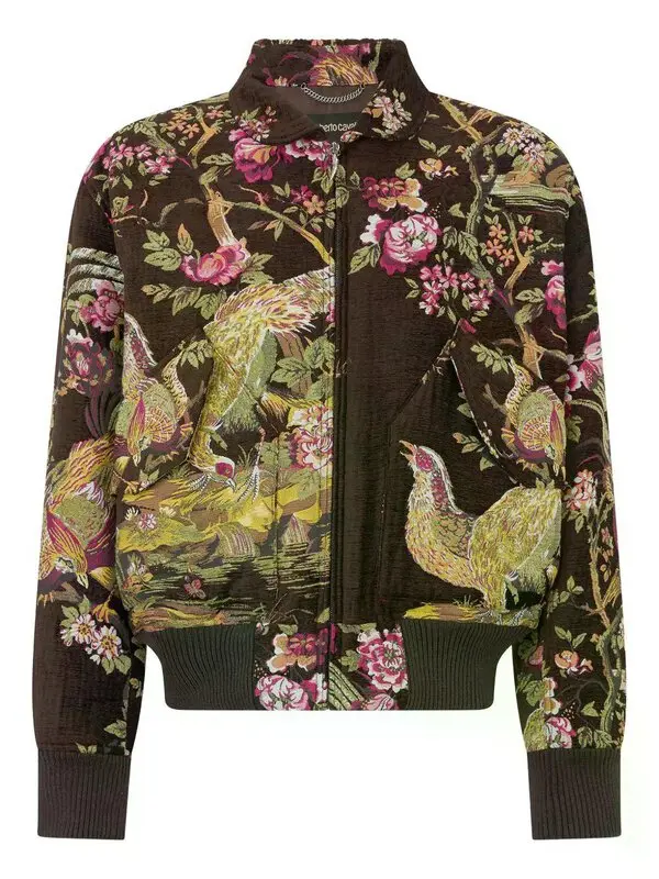 Roberto Cavalli Bird And Floral Bomber Jacket