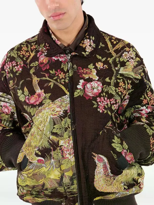 Roberto Cavalli Bird And Floral Bomber Jacket