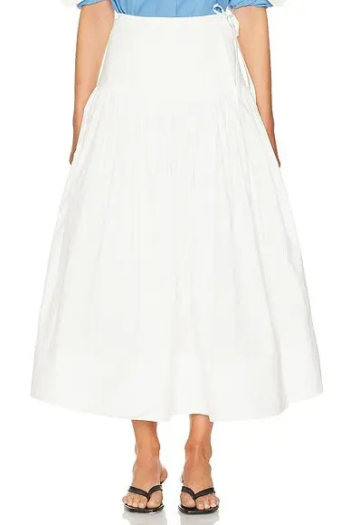 HELSA Midi Wrap Skirt In Tech Poplin - White