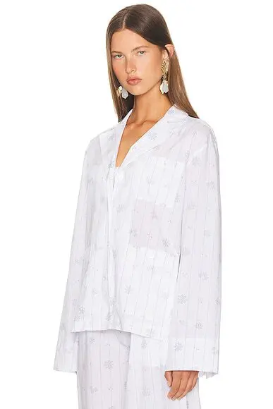 HELSA Pajama Top - Blue Fleur Stripe