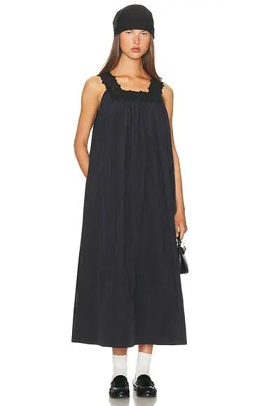 HELSA Midi Dress With Lace Detail - Black