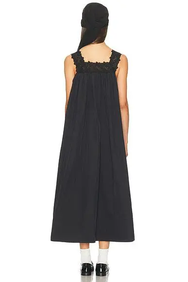 HELSA Midi Dress With Lace Detail - Black