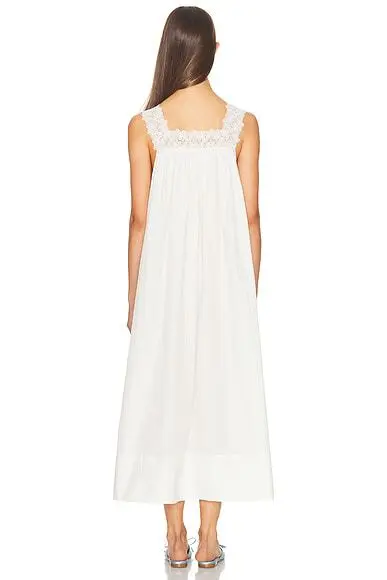 HELSA Midi Dress With Lace Detailing - White