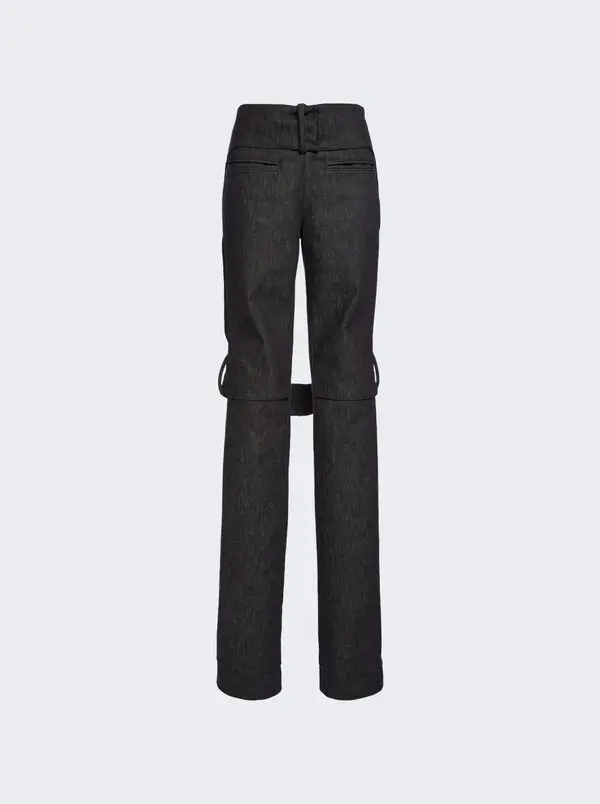 COURRÃ¨GES Strap Bootcut Denim Pants - Grey
