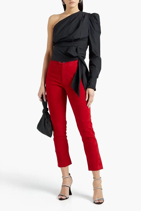 Isabel Marant Mofira Cropped Suede Slim-leg Pants
