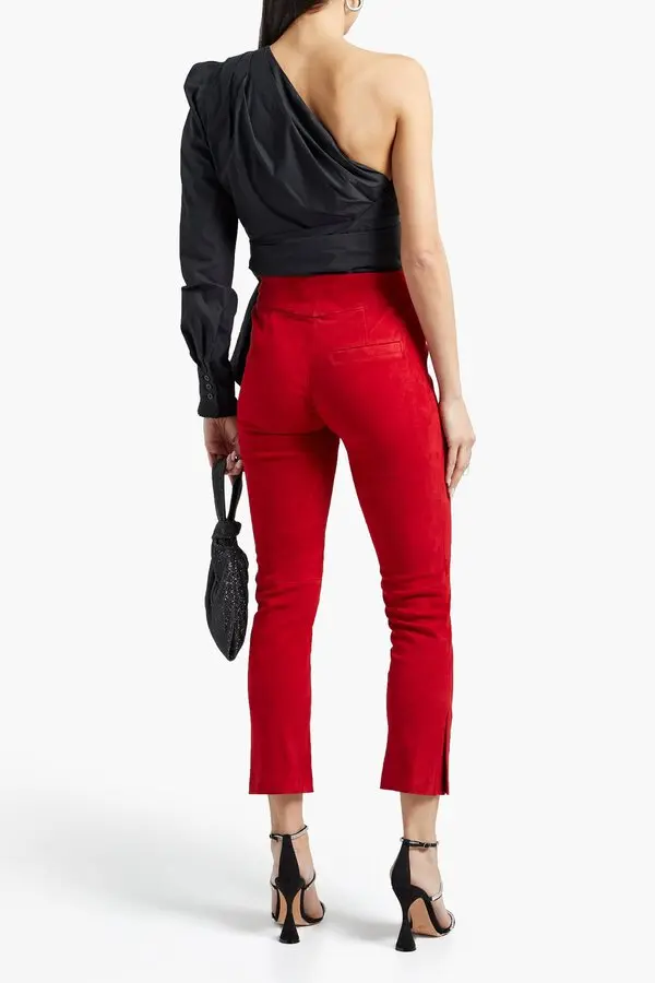 Isabel Marant Mofira Cropped Suede Slim-leg Pants