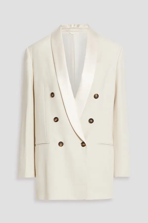 Brunello Cucinelli Double-breasted Twill Blazer With Bead Embellishments