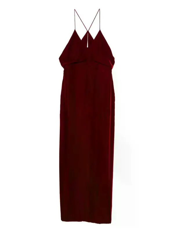 TOM FORD Velvet V-neck Maxi Dress - Red