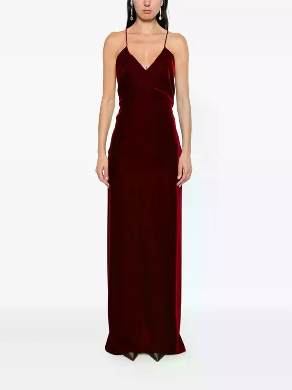 TOM FORD Velvet V-neck Maxi Dress - Red