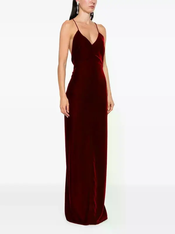 TOM FORD Velvet V-neck Maxi Dress - Red