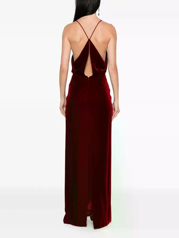 TOM FORD Velvet V-neck Maxi Dress - Red
