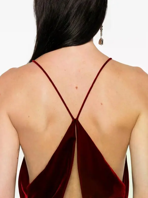 TOM FORD Velvet V-neck Maxi Dress - Red