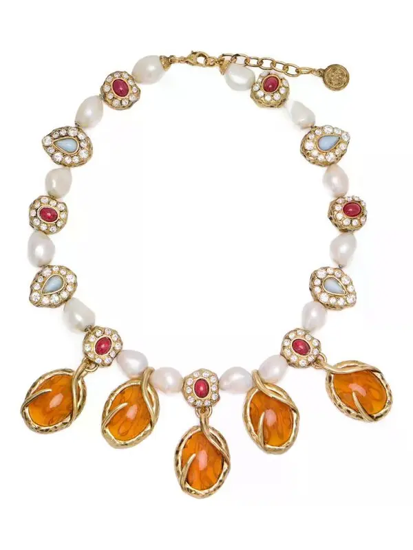 Roberto Cavalli Stone-embellished Necklace - Gold