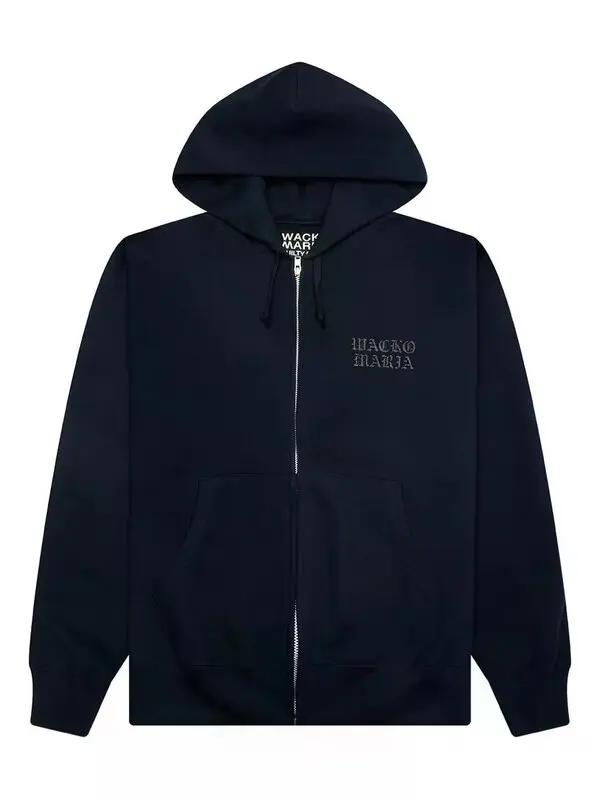 WACKO MARIA Logo-print Full-zip Hoodie - Blue