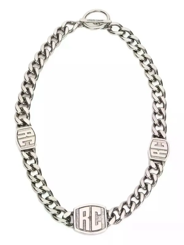 Roberto Cavalli Monogram Chain Necklace - Silver