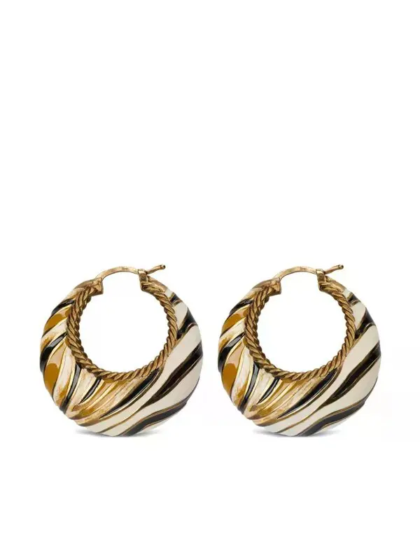 Roberto Cavalli Embossed-logo Hoop Earrings - Gold