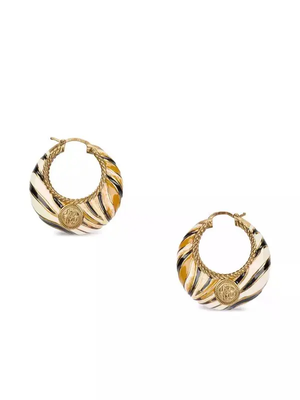 Roberto Cavalli Embossed-logo Hoop Earrings