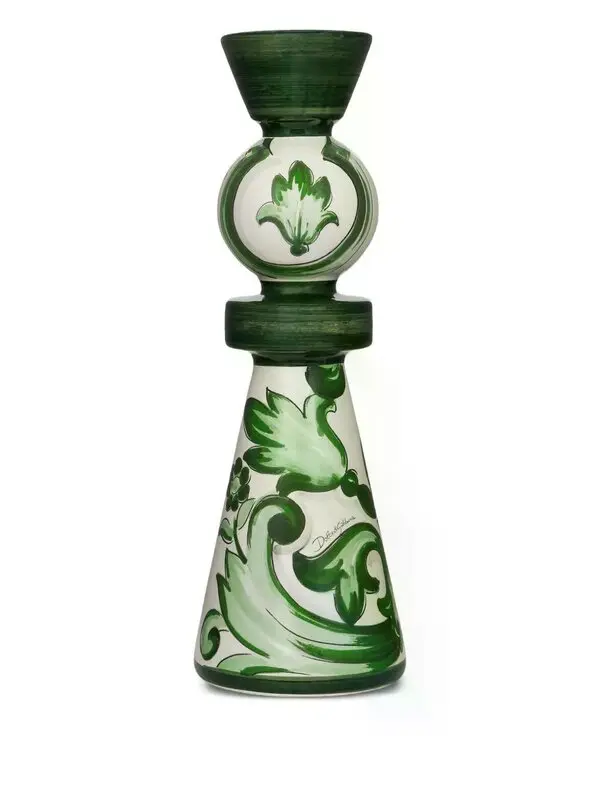 Dolce & Gabbana Large Floral-print Candle Holder - Green