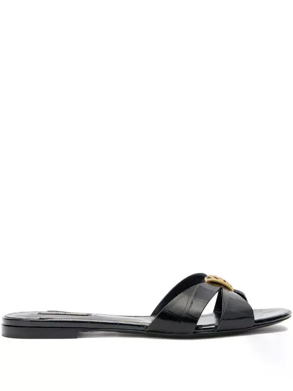 Roberto Cavalli Cross-strap Jewel-embellished Flat Sandals - Black