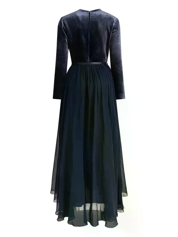 elie saab blue lace dress Mila Off the Shoulder Velvet Bridesmaid Dress main image 1