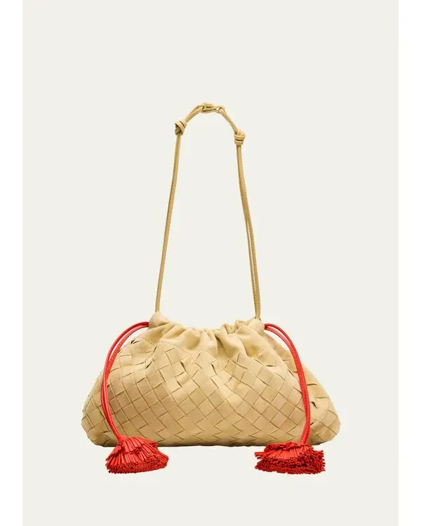 Bottega Veneta Suede Pouch With Tassels - Tapioca/cherry